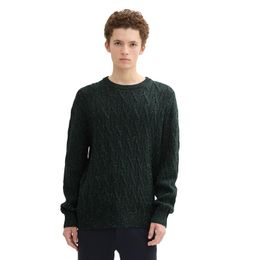 Tom Tailor Denim Herren Tom Tailor Denim Rundhalspullover mit grober Strickstruktur gr&uuml;n S