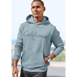 John Devin Herren Hoodie, Sweatshirt mit coolem Druck, aufgesetzter Tasche und Kapuze blau M (48/50)