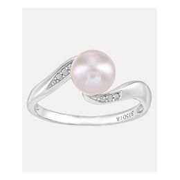 Diamant L'&eacute;ternel Ring aus 375 Wei&szlig;gold mit 0.04 Karat Diamant mit Perle | Gr.: 56