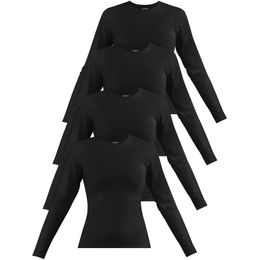 Janice 4 x Damen Langarmshirt hochgeschlossen Niska in Schwarz | Gr.: XS/S