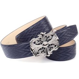 Anthoni Crown Damen Lederg&uuml;rtel blau 90
