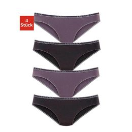 Lascana Damen Lascana Slip 4er-Pack, aus elastischer Baumwoll-Qualit&auml;t schwarz 44/46