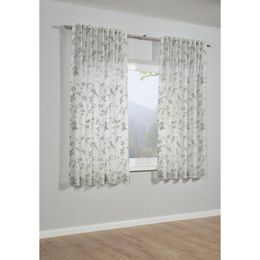 Gardine &raquo;Schal Zweige&laquo; Schlaufen 1 Stk. tlg. mit Gardinenband und verdeckten Schlaufen grau Polyester, Viskose 175cm, Schlaufen, 140cm