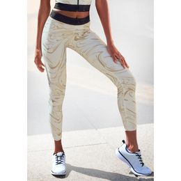active by Lascana Lascana Active Damen LASCANA ACTIVE Funktionsleggings Sportleggings mit gl&auml;nzendem Print und 3D Schriftzug wei&szlig; XS (32/34), N-Gr