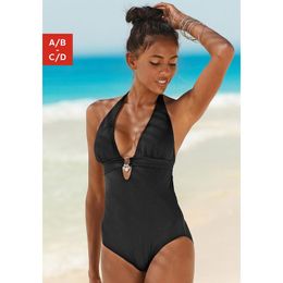 s.Oliver Damen s.Oliver Badeanzug &raquo;Tonia&laquo; herausnehmbare Cups, im Nacken zu binden, im R&uuml;cken zu schlie&szlig;en schwarz 36, Cup C/D