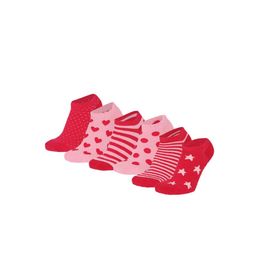 Yuhu M&auml;dchen Sneaker-Socken 6er Pack Herzen Punkte Sterne in Rot | Gr.: 27-30