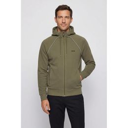 BOSS Green Herren BOSS Green Sweatjacke mit Kapuze, Regular Fit, Eingrifftaschen gr&uuml;n L