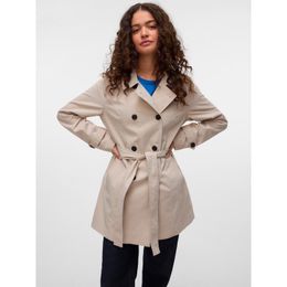 V&eacute;ro Moda Vero Moda Damen Trenchcoat &raquo;VMCHELSEA OLIVIA TRENCHCOAT NOOS&laquo; kurzer 2-Reiher mit abnehmbarem Bindeg&uuml;rtel beige M