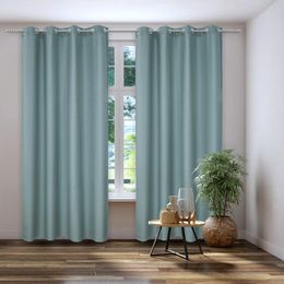 Kutti Vorhang &raquo;Dimout&laquo; &Ouml;sen 1 Stk. tlg. Verdunkelung, Thermo, isolierend, einfarbig blau Polyester 175cm, &Ouml;sen, 140cm