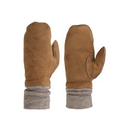Pearlwood Damen Pearlwood Lederhandschuhe &raquo;CROWE&laquo; Fausthandschuh, Strickb&uuml;ndchen, warm gef&uuml;ttert braun 9