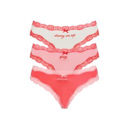 Lscn By Lascana Damen LSCN by LASCANA String mit hochwertiger Spitze abgesetzt rosa 36/38