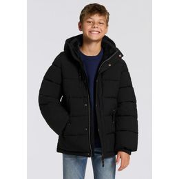 Kidsworld Jungen Kidsworld Outdoorjacke &raquo;Winterwarme Jacke, gesteppt&laquo; mit Kapuze Trendige Winterjacke mit refklektierenden Details schwarz 176/182