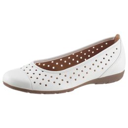 Gabor Damen Ballerina Slipper, Freizeitschuh, Halbschuh mit luftigem Lochmuster wei&szlig; 39