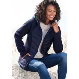 Vivance Damen Steppjacke mit Kapuze mit Strickfleece-&Auml;rmeln blau 48