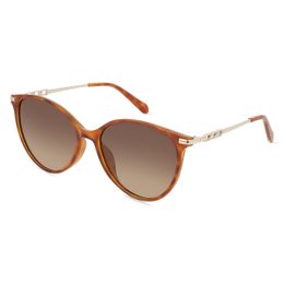 Fossil 2137/G/S | Damen-Sonnenbrille | Fassung: Vollrand, Cat Eye, Kunststoff, Havanna | Glasfarbe: Braun