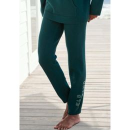 ELBSAND Damen Strickhose aus hochwertigem weichem Strick, Loungewear blau 32/34, N-Gr