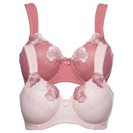 bonprix Damen bonprix Minimizer-BH Packung, 2 tlg. im praktischen Zweierpack mit Tr&auml;gern rosa 75, Cup G