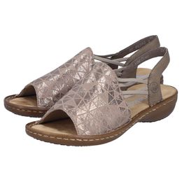 Rieker Damen Sandale Sommerschuh, Sandalette, Keilabsatz, mit Gummizugb&auml;ndern beige 39