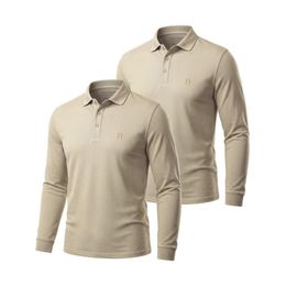 Normani 2er Set Herren Langarm Poloshirt Lyroe in Beige | Gr.: S