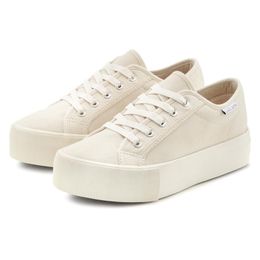 Lascana Damen Lascana Sneaker Schn&uuml;rhalbschuh, Freizeitschuh aus Textil mit Plateausohle beige 37