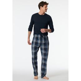 Schiesser Herren Pyjamahose &raquo;Mix + Relax&laquo; funktionale Knopfleiste, Bindeband, seitliche Taschen blau 106, N-Gr