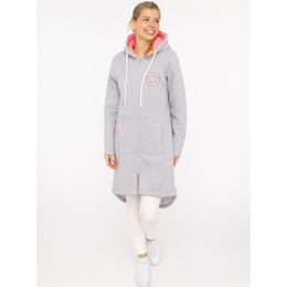 Zwillingsherz Damen Jerseymantel &raquo;"Anker & Strandgl&uuml;ck"&laquo; mit Ankermotiv gestickt, Taschen und Rei&szlig;verschluss grau L/XL