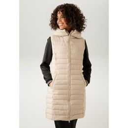 Aniston Casual Damen Aniston CASUAL Steppweste mit verstellbarer Kapuze beige 36