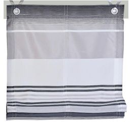 Kutti Raffrollo &raquo;Jamaica&laquo; mit Hakenaufh&auml;ngung ohne Bohren freih&auml;ngend halbtransparent, Polyester, gewebt, Streifen, mit Edelstahlhaken grau Obermaterial: 