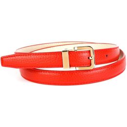 Anthoni Crown Damen Lederg&uuml;rtel gl&auml;nzende Schlie&szlig;e, Rindsleder, elegant, uni rot 90