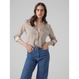 V&eacute;ro Moda Vero Moda Damen Hemdbluse &raquo;VMBUMPY L/S SHIRT NEW WVN GA NOOS&laquo; Viskose, regular fit braun XS