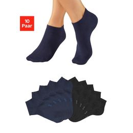 H.I.S. H.I.S Damen Kurzsocken &raquo;Damen Sport Basic Socken, Laufsocken ohne Frottee&laquo; Packung, Gro&szlig;packung, 10 Paar tlg. mit verst&auml;rkter Ferse und Spitze schwarz
