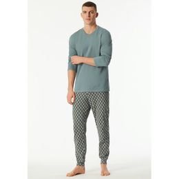 Schiesser Herren Schlafanzug &raquo;Casual Essentials&laquo; 2 tlg. mit bequemen B&uuml;ndchen blau 58