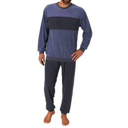 Normann Frottee langarm Schlafanzug Pyjama B&uuml;ndchen - 81303 in blau | Gr.: 50