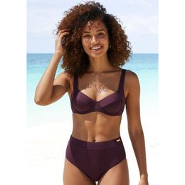 Lascana Damen Lascana Highwaist-Bikini-Hose &raquo;Lolo&laquo; mit angesetztem B&uuml;ndchen lila 38, N-Gr