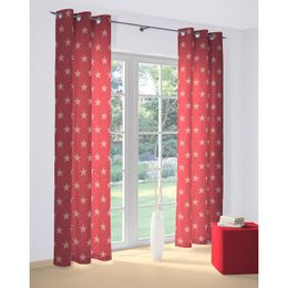 WIRTH Vorhang &raquo;FELINO&laquo; &Ouml;sen 1 Stk. tlg. rot Jacquard, Baumwolle, Polyester 145cm, &Ouml;sen, 132cm