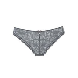 Lascana Damen Lascana Tanga &raquo;Nikoletta&laquo; mit feiner Zierschleife und Accessoire in Perlenoptik grau 36/38