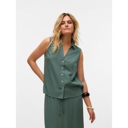 V&eacute;ro Moda Vero Moda Damen Blusentop &raquo;VMMYMILO SL V-NECK SHIRT WVN GA&laquo; mit Leinen gr&uuml;n S