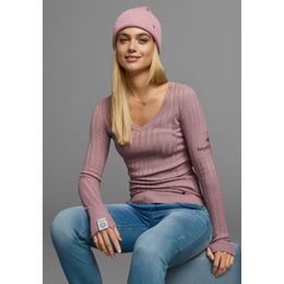 Kangaroos Damen Kangaroos V-Ausschnitt-Pullover h&uuml;ftlange Schnittform, mit Rippstrick, figurbetonte Passform rosa 40/42