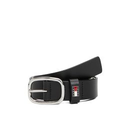 Tommy Jeans Damen Lederg&uuml;rtel &raquo;TJW OVAL 3.0 cm breit&laquo; Ovale Einfachdornschlie&szlig;e und Logo am Verschluss schwarz 75