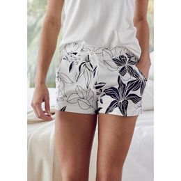 Lascana Damen Lascana Pyjamashorts mit floralem Druck beige 40/42, N-Gr