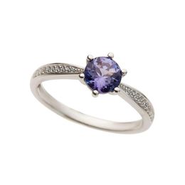 Firetti Damen Fingerring &raquo;Schmuck Geschenk Gold 585 Damenring Goldring Edelstein Farbstein&laquo; mit Tansanit - mit Brillanten lila 16, 0,05 P2 = 