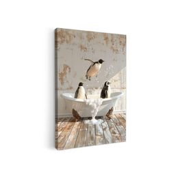 OnlyWow Leinwand Bilder Pinguine | Gr.: 20 x 30 cm