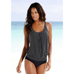 Lascana Damen Lascana Oversize-Tankini im modischen P&uuml;nktchen-Design schwarz-wei&szlig; 38, N-Gr