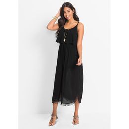 bonprix Damen bonprix Maxikleid l&auml;ssige Passform, elastischer Gummibund in der Taille, &auml;rmellos schwarz 42, N-Gr