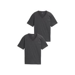 Tom Tailor Herren Tom Tailor T-Shirt Packung, 2 Stk. mit V-Ausschnitt, Doppelpack grau M