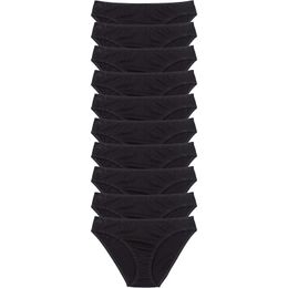 bonprix Damen bonprix Slip &raquo;Slip (10er Pack)&laquo; Packung, 10 Stk. bequeme Passform, aus Baumwolle, verschiedene Farben, im 10er Pack schwarz 44/46 (L), 