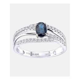 Diamant L'&eacute;ternel Ring aus 375 Wei&szlig;gold mit Diamant mit Saphir | Gr.: 54