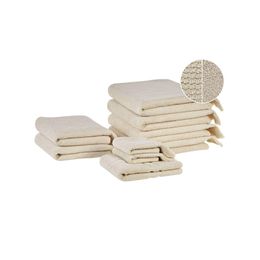 Beliani 9er-Set Handtuch ATIU in Beige | Gr.: onesize