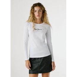 Pepe Jeans Damen Langarmshirt &raquo;NEW VIRGINA L/S&laquo; mit Logo-Print wei&szlig; XL/42