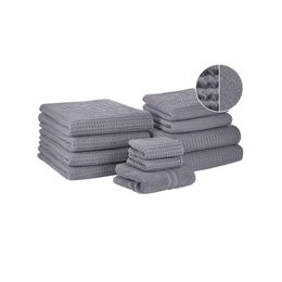 Beliani 11er-Set Handtuch AREORA in Grau | Gr.: onesize
